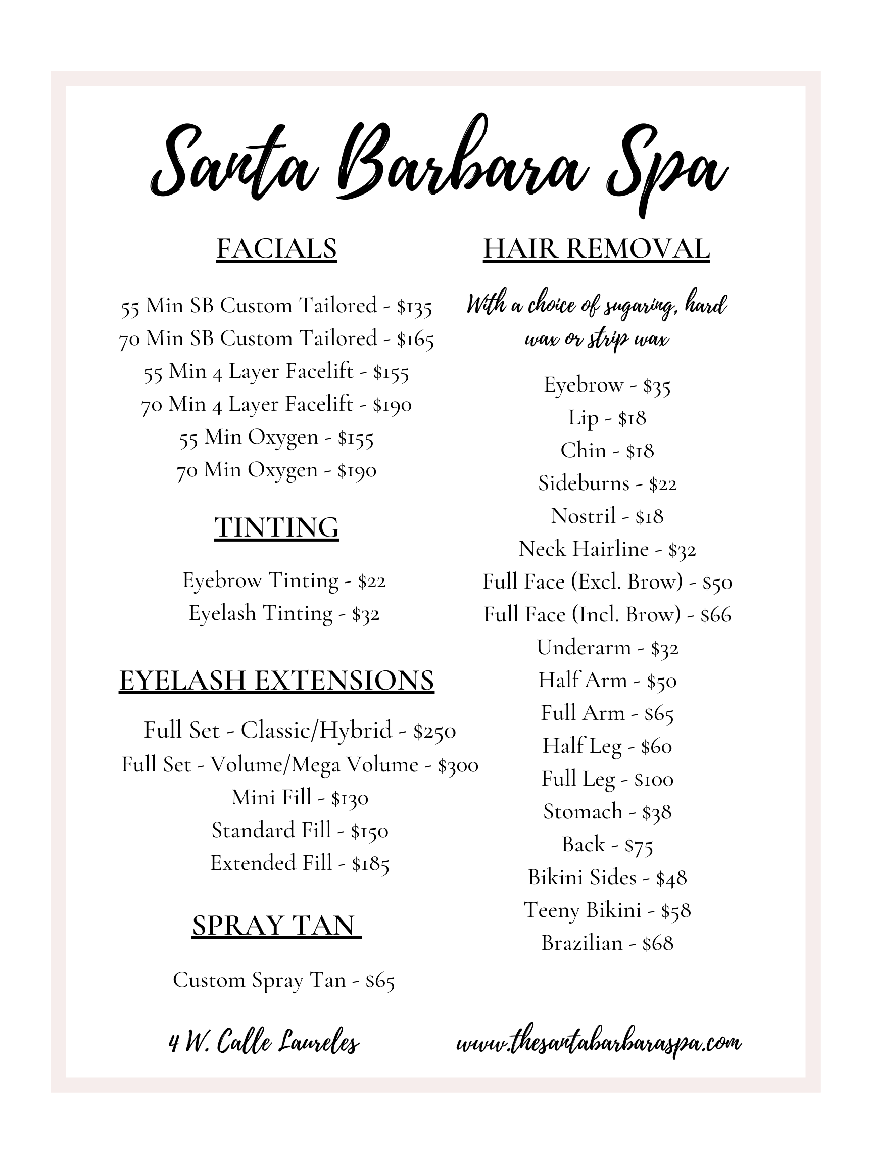 Services - Santa Barbara Spa